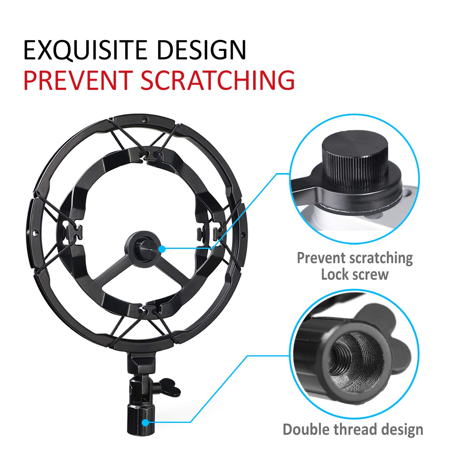 Shock Mount with Pop Filter for Blue Yeti/Yeti Pro Microphone, Upgraded Version Shockmount With Blue Yeti Foam Windscreen Reduces Vibration Noise Matching Mic Stand Boom Arm by SUNMON