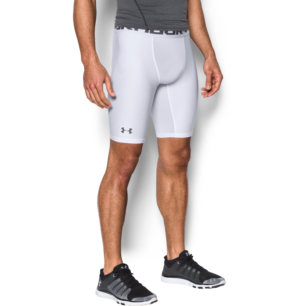 Under Armour Men's HeatGear® Armour Long Compression Shorts SM White