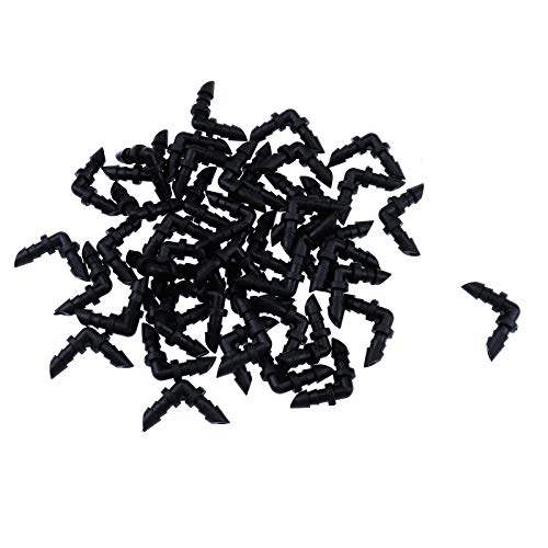 Semetall Universal 1/4” Drip Irrigation Barbed Coupling Fittings,Connectors for Drip or Sprinkler System (Right Angle Connector)