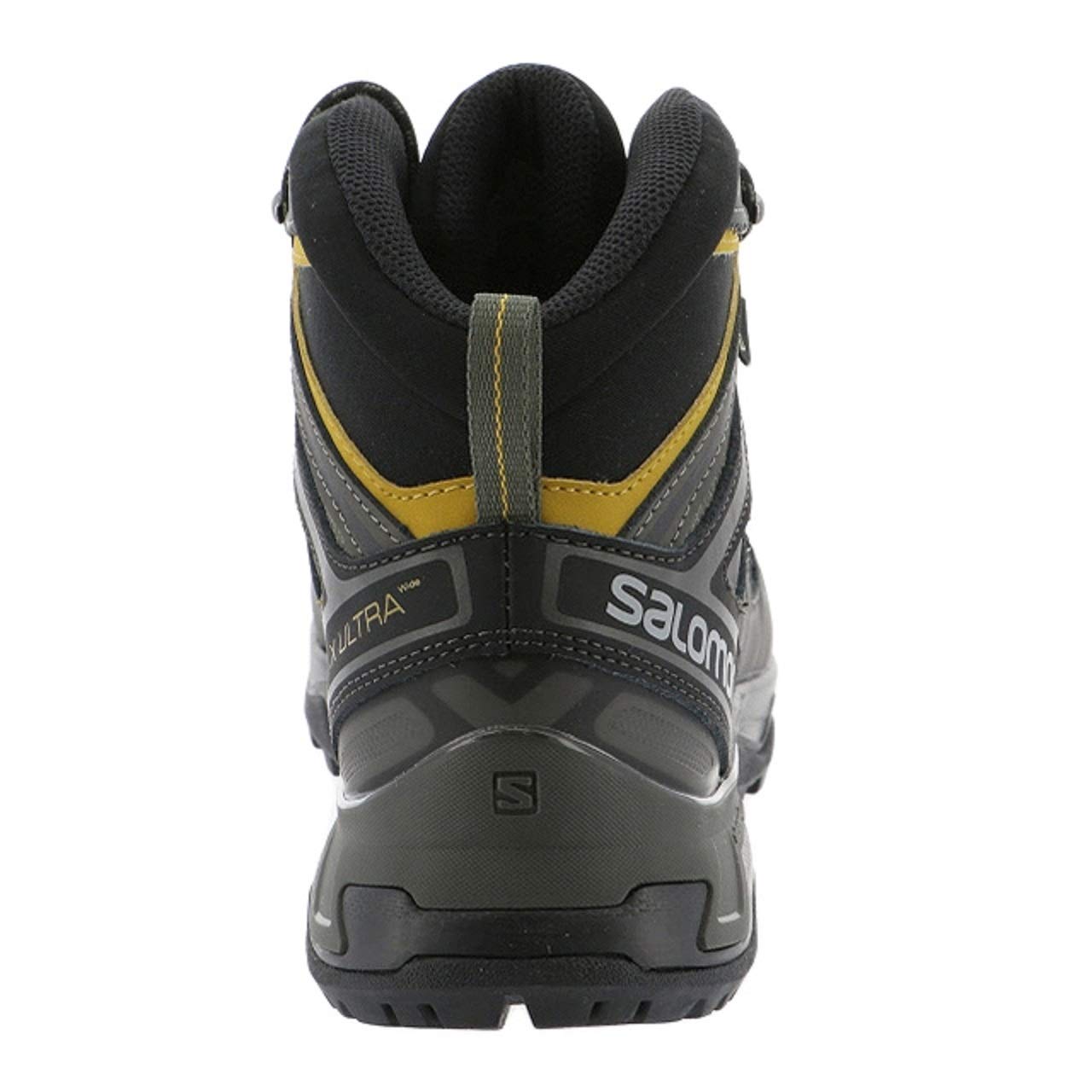 Salomon X Ultra 3 MID Gore-TEX Hiking Boots for Men, Castor Gray/Black/Green Sulphur, 11