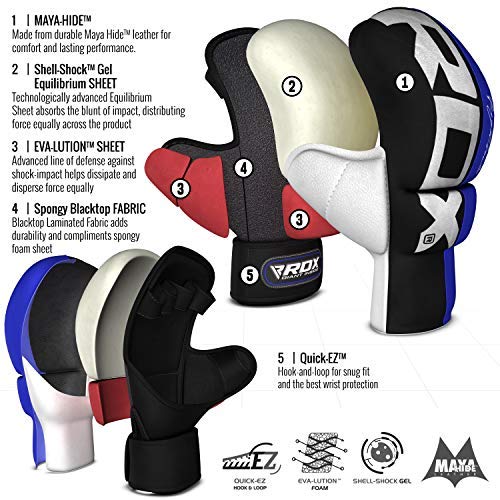 RDX MMA Gloves for Martial Arts Training and Sparring, Mitts for Grappling, Kickboxing, Muay Thai, Punching Bag & Cage Fighting Men Women Home Gym Use