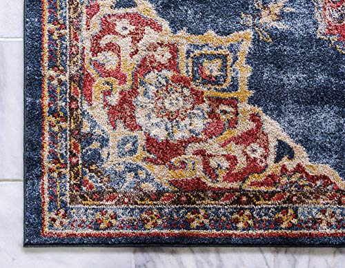 Unique Loom Utopia Collection Traditional Classic Vintage Inspired Area Rug with Warm Hues, 7' 1" x 10' Rectangle, Dark Blue/Beige