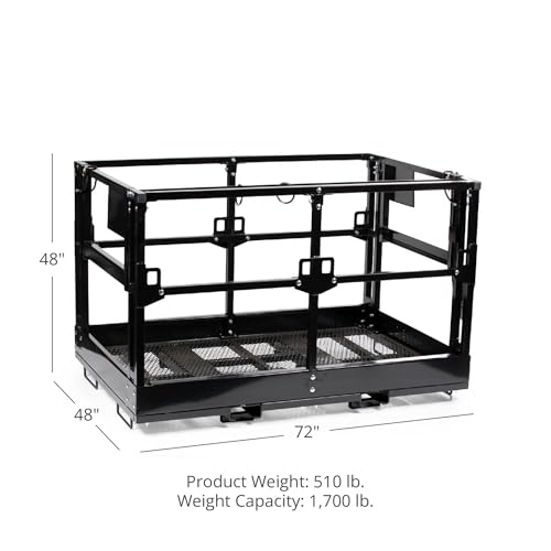 Titan Attachments 4' x 9' 8" Mesh Telehandler Work Platform, Man Safety Basket, Forklift Attachment, Safety Cage