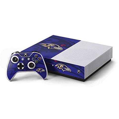 Skinit Decal Gaming Skin compatible with Xbox One S Console and Controller Bundle - Officially Licensed NFL Baltimore Ravens Double Vision Design