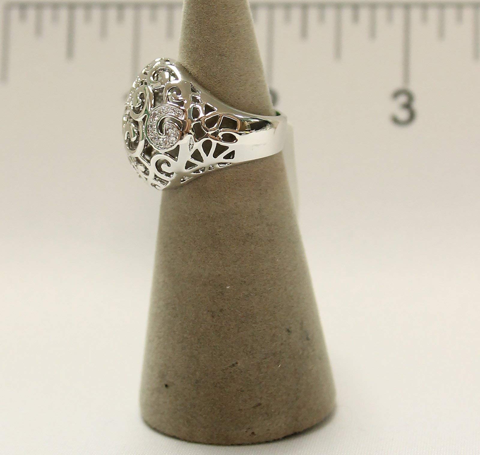 RS Covenant Women's Rhodium Plated Dress Ring Vintage Style Filigree 109 (10)