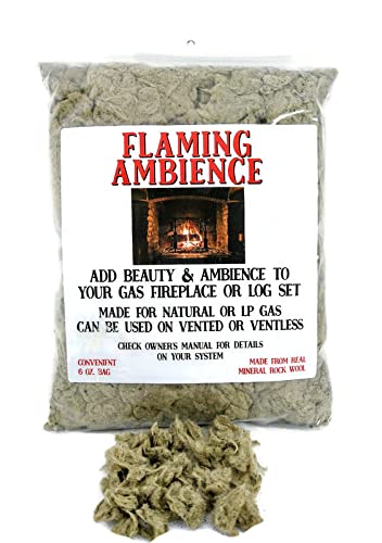 YOLLIT Glowing Embers/Premium 100% Mineral Rock Wool for Gas Logs Fireplace Appliances Natural/LP Fuels Compatible Burnt Ember Display / 6 Oz. Package with Convenient Hang Hole