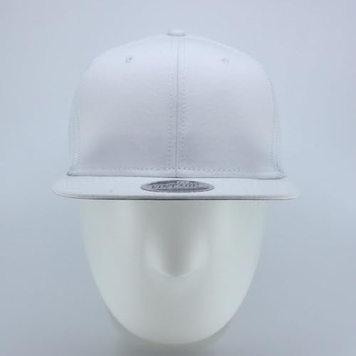 The Vintage Year Plain Cotton Twill Flat Brim Mesh Adjustable Snapback Trucker Baseball Cap (White)