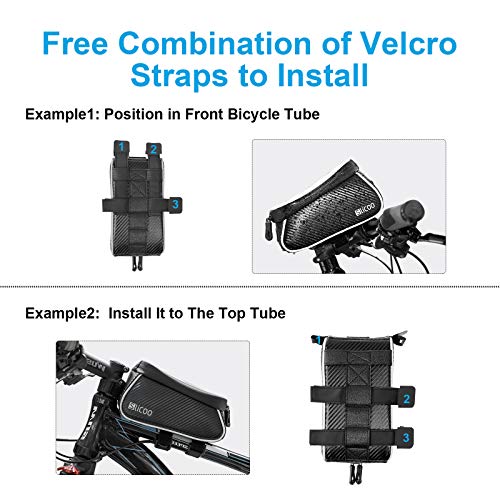 SlicooWaterproof Bicycle Bag, Bike Front Frame Bag Holds iPhones & Android Below 6.0'', Bicycle Smartphone Handlebar mounts with Sensitive Touchscreen, Cycling Accessories for Adult Bikes