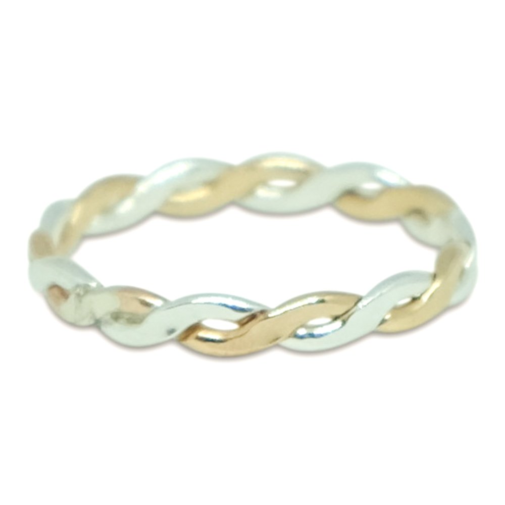TOE RINGS & THINGS Thumb Ring | Twine Medley | .925 Sterling Silver & Gold Filled Braid | Fitted Thumb Ring (8)