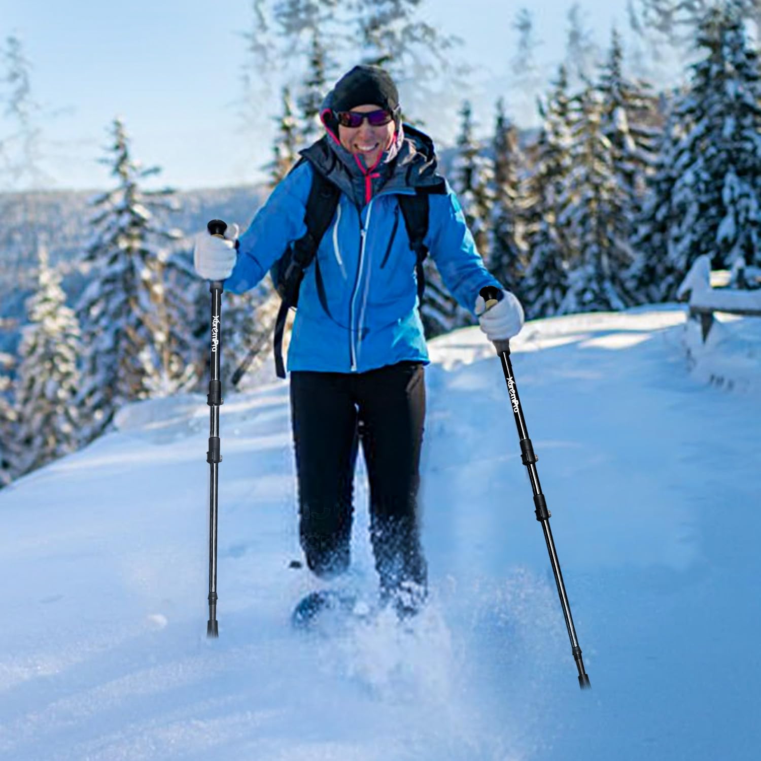 Xtrempro Snowshoes Snow Terrain Lightweight Ergonomic Design Lightweight Aluminum Alloy with 13 Point Crampons 120/160/210/300 lbs. Capacity- 21"/25"/30β/36" (Black, 25)