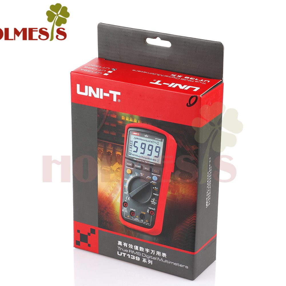 Uni-t Ut139C 5999 Count True RMS LCD Digital Auto Range Multimeter AD/DC Voltage Current Tester with Resistance Capacitance NCV Test and Temperature Measurement