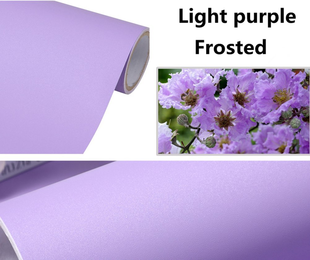 Yija Solid Color Frosted Waterproof Wallpaper Shelf Drawer Liner Self-Adhesive Cabinet Sticker 15.6 Inch by 98 Inch (Light Purple)