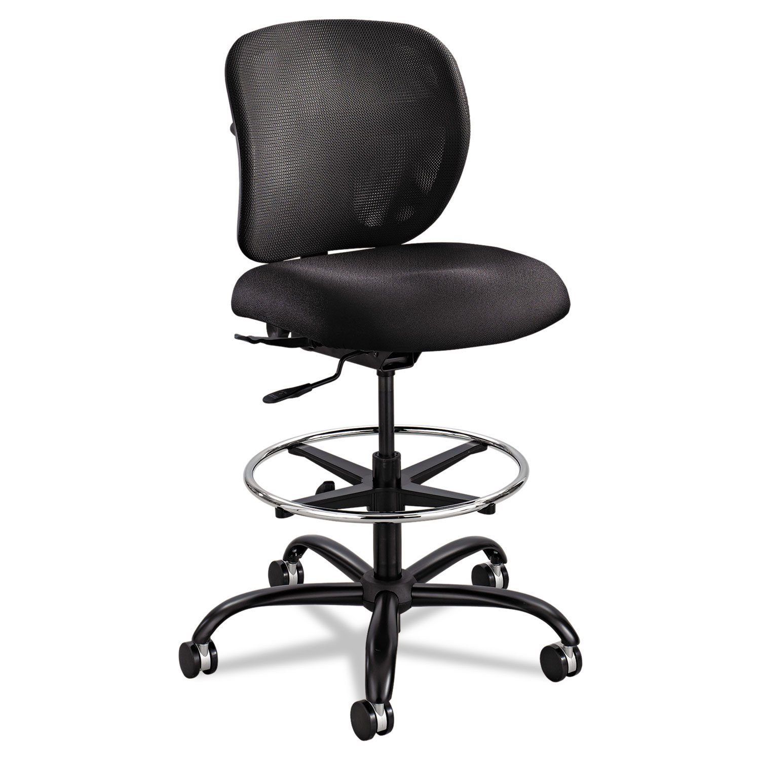 Safco 3394BL Vue Heavy-Duty Extended Height Stool Fabric Seat Nylon Mesh Back Black