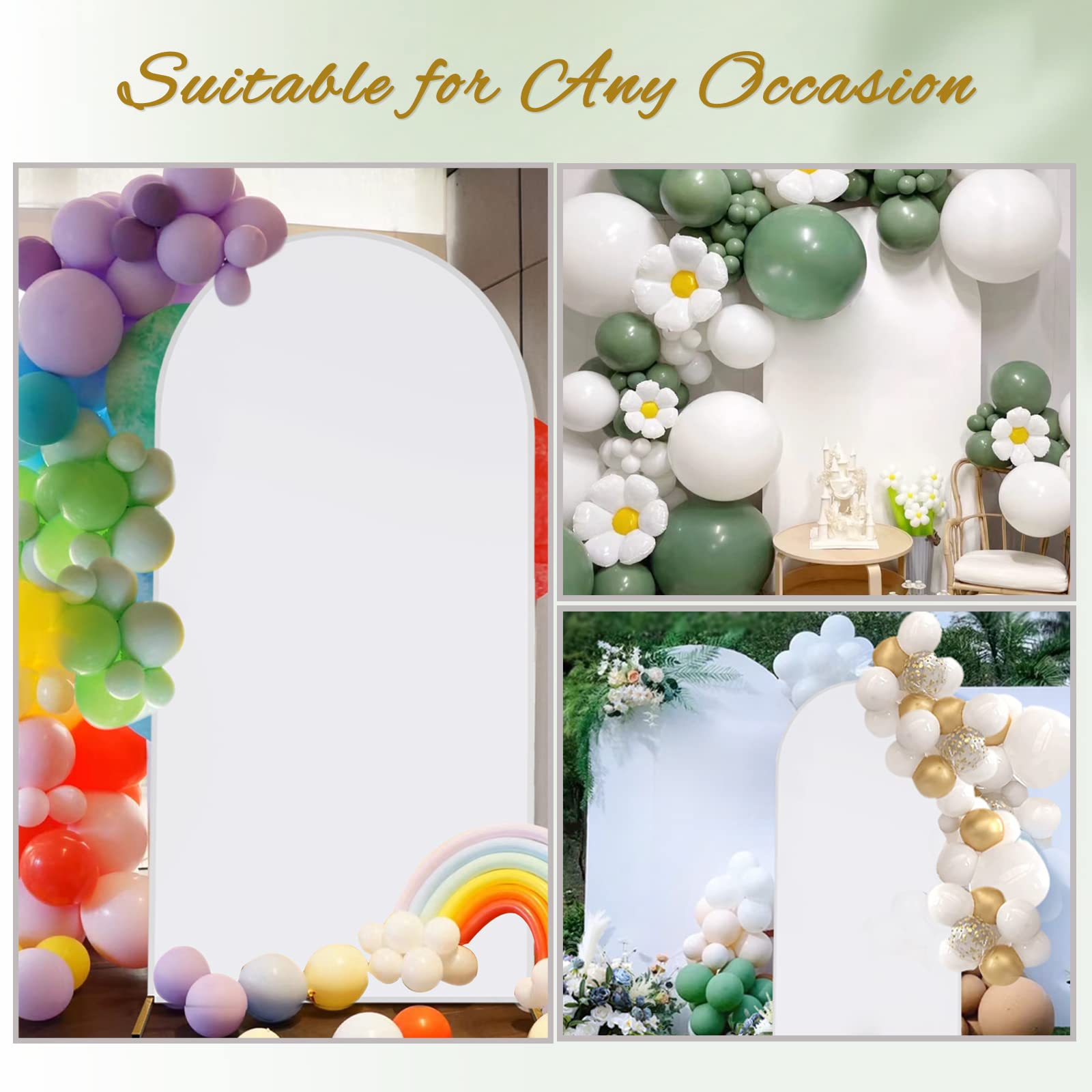 ZpigToor Spandex Fitted Arch Backdrop Cover Chiara Backdrop Cover,2-Sided Wedding Arch Cover for Wedding Ceremony Birthday Party Baby Shower Banquet Decoration (2.6 x 6 ft, White)(Frame Not Included)