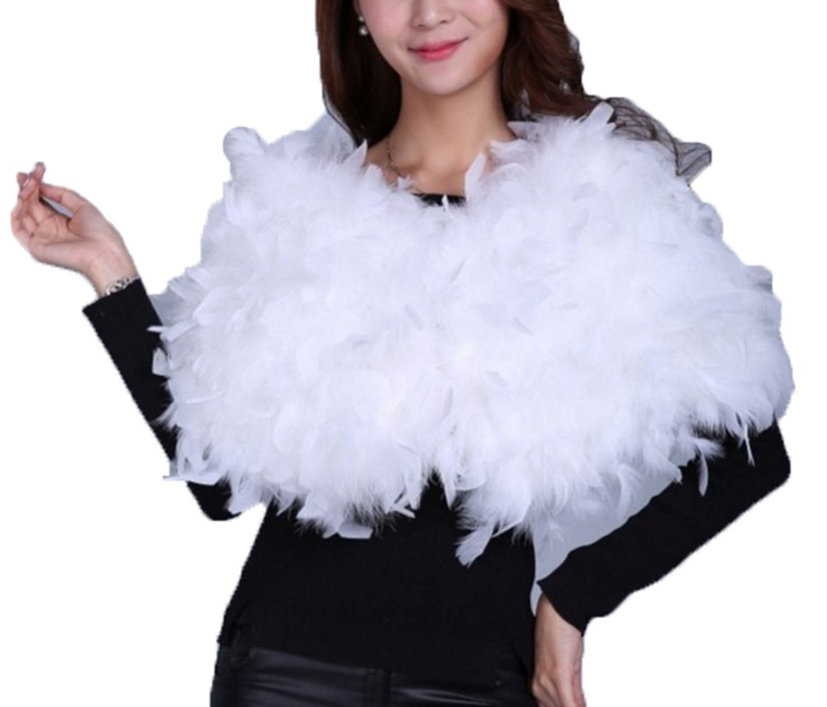 Real Ostrich Feather Cape fluffy for Wedding Birthday Centerpiece (White with Feather Pieces)