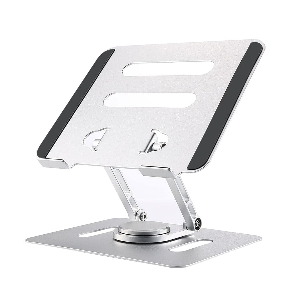 UPERFECT Portable Monitor Stand, Adjustable Laptop Stand with 360 Rotating Base, Ergonomic Laptop Riser for Desk, Heavy Duty Aluminum Stand for 7-18.5 Inch Monitor/Laptops/Tablet, Silver