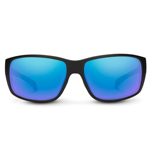 Suncloud Milestone Polarized Sunglasses β 100% UV Protection β Comfortable Fit, Trendy Design β for Men & Women β Matte Black + Polarized Blue Mirror Lenses