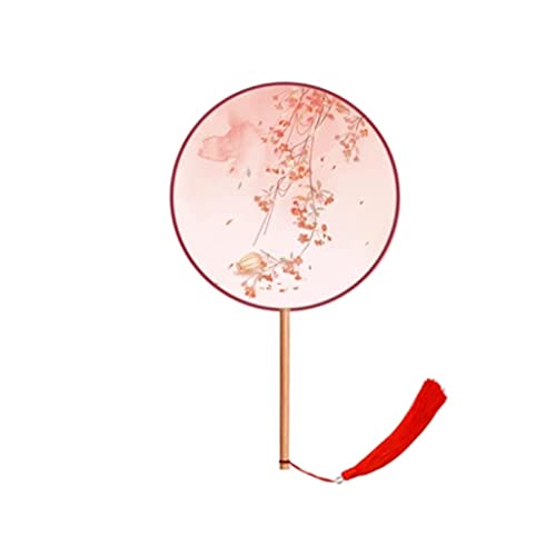 WLABS Folding Fans 2Pieces Hand Fan Folded Ancient Chinese Style Hanfu Cheongsam Costume Embroidery Small Round Fan Handheld Folding Fan (Color : 2pieces-d, Size : Fan Diameter 21CM)