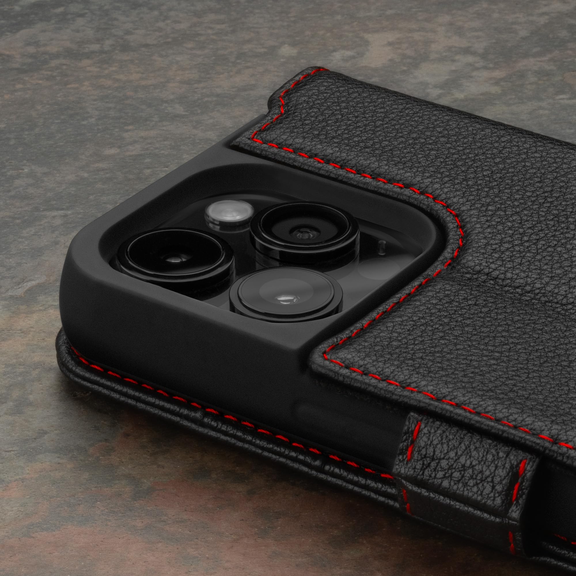 TORRO Premium Leather Case Compatible with iPhone 15 Pro 6.1" β Genuine Leather Wallet Flip Folio Case with Kickstand and Card Slots (Compatible with Official MagSafe Chargers) - Black