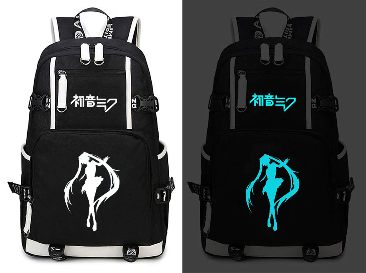 WANHONGYUE Hatsune Miku Luminous Laptop Backpack Rucksack Book Bag Casual Dayback Black-3