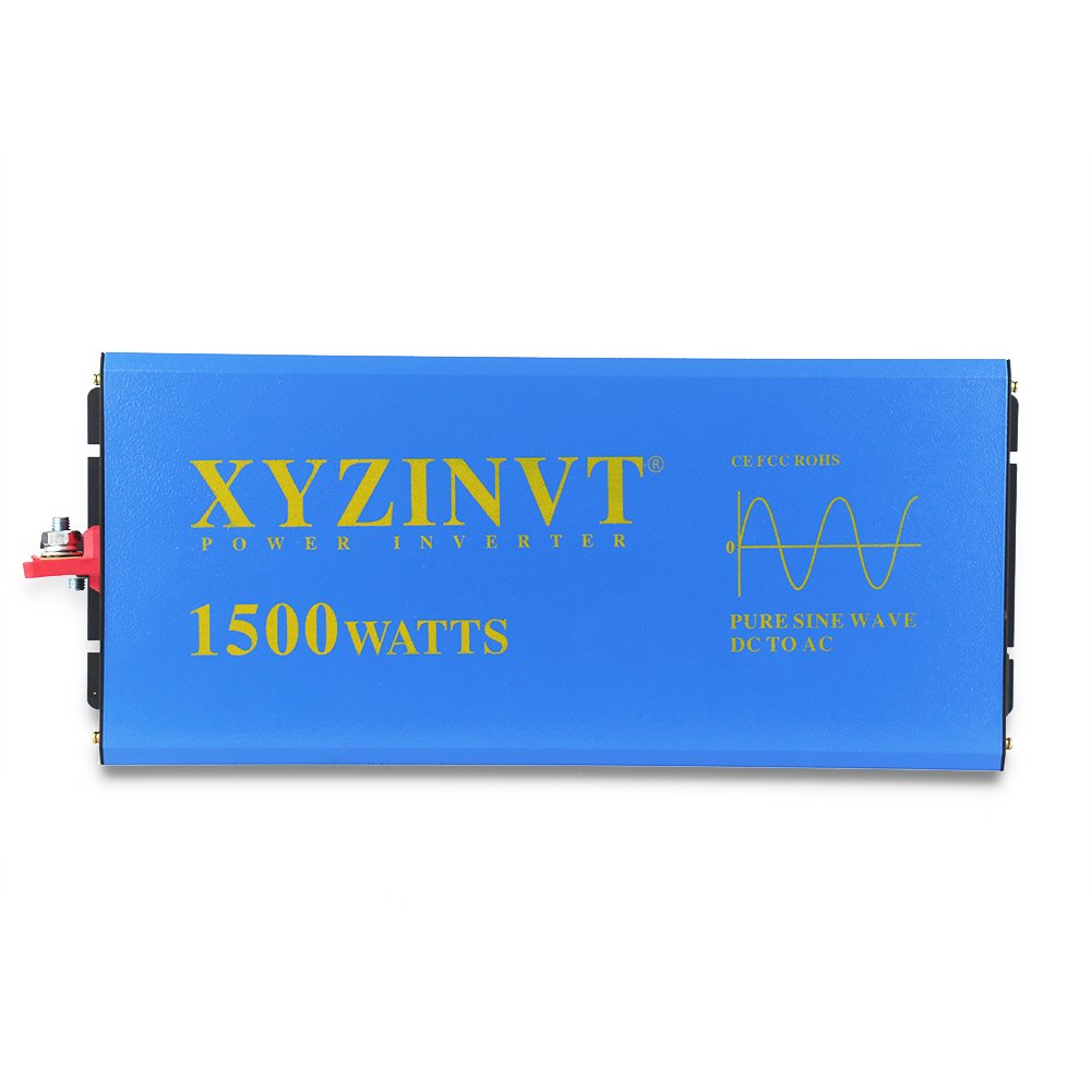 XYZ INVT 1500watt Pure Sine Wave Power Inverter dc 12v to ac 120v with LED Display and 150ft far Wireless Remote Controller (1500w12v RC)