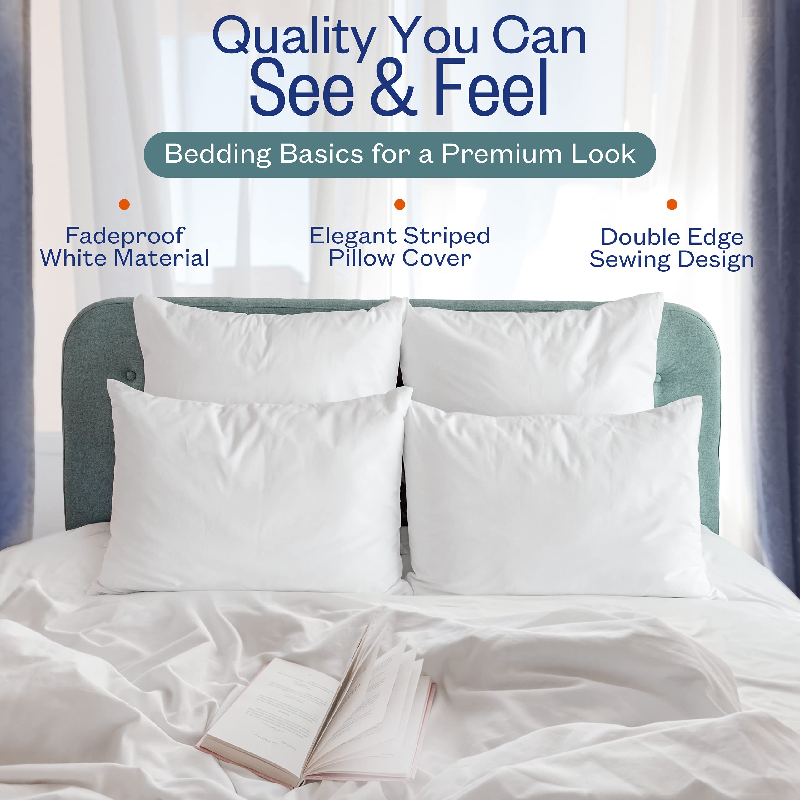 Sleep Restoration Gel Pillow - (2 Pack Queen) Best Hotel Quality Comfortable and Plush Cooling Gel Fiber Filled Pillow