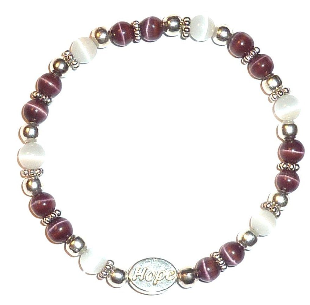 Stretch Alzheimer's Awareness Bracelet Prepackaged (7 3/4 in.) 6mm (uses Dark purple and white) (Alzheimers Bracelet - Stretch)