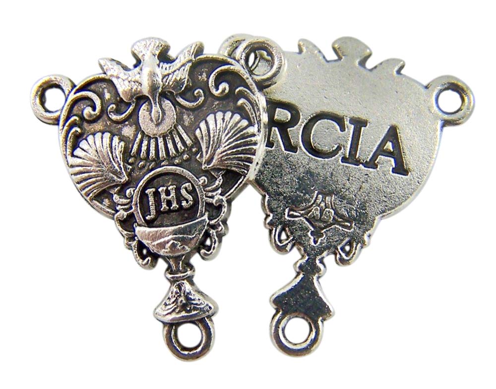 Silver Tone RCIA IHS Chalice and Host Centerpiece for Rosary, 1/2 inch