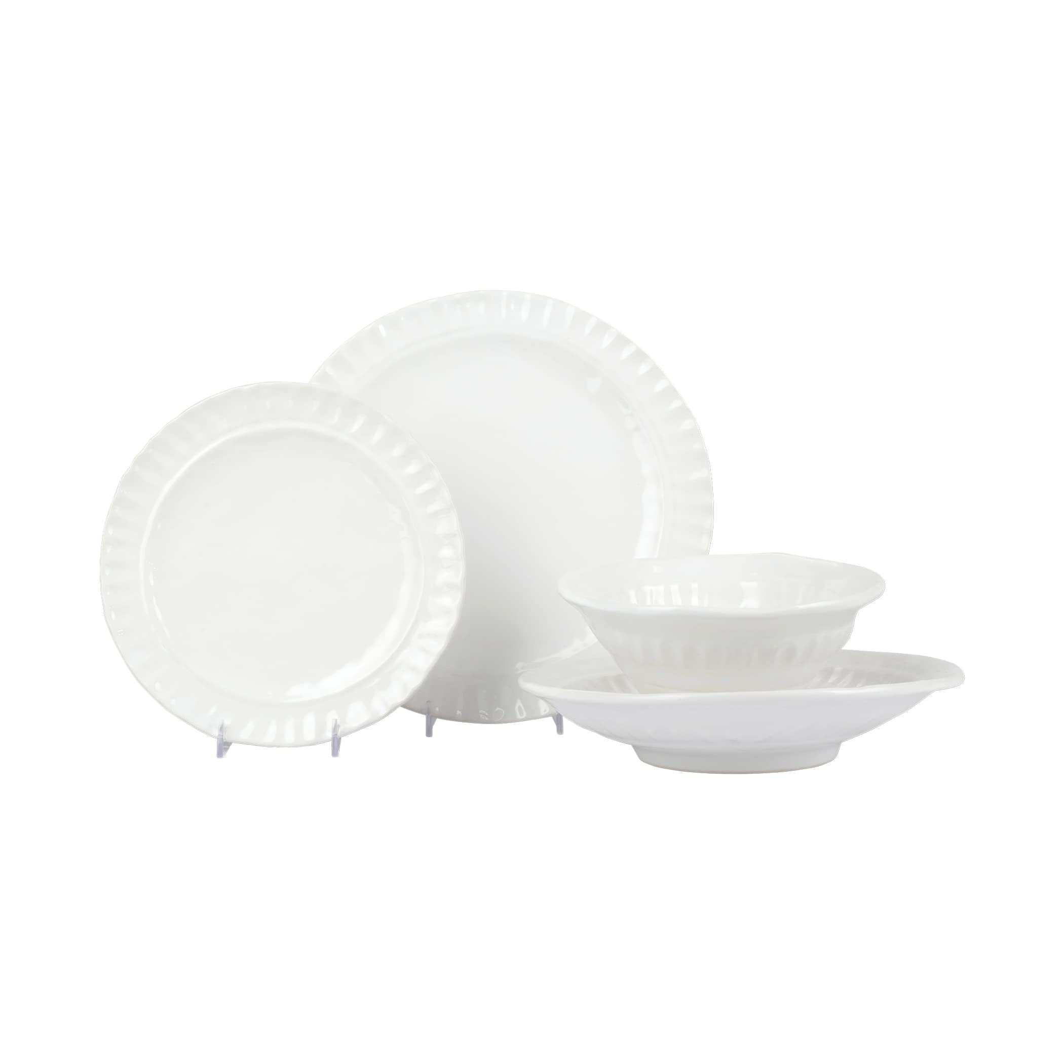 Vietri Pietra Serena 4-Pc Place Setting w/Cereal/Pasta Bowls & Salad/Dinner Plates, Stoneware