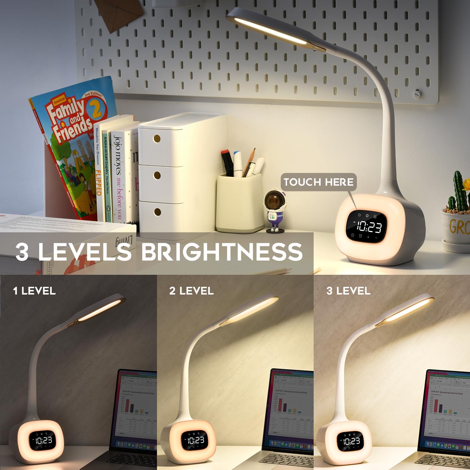 WILIT LED Desk Lamp, Nightstand Lamp with Sunrise Simulation Alarm Clock, 8 Natural Sounds, 3 Level Dimmable Touch Lamp, RGB Color Changing Night Light, Study Lamp for Kids/Girls/Boys