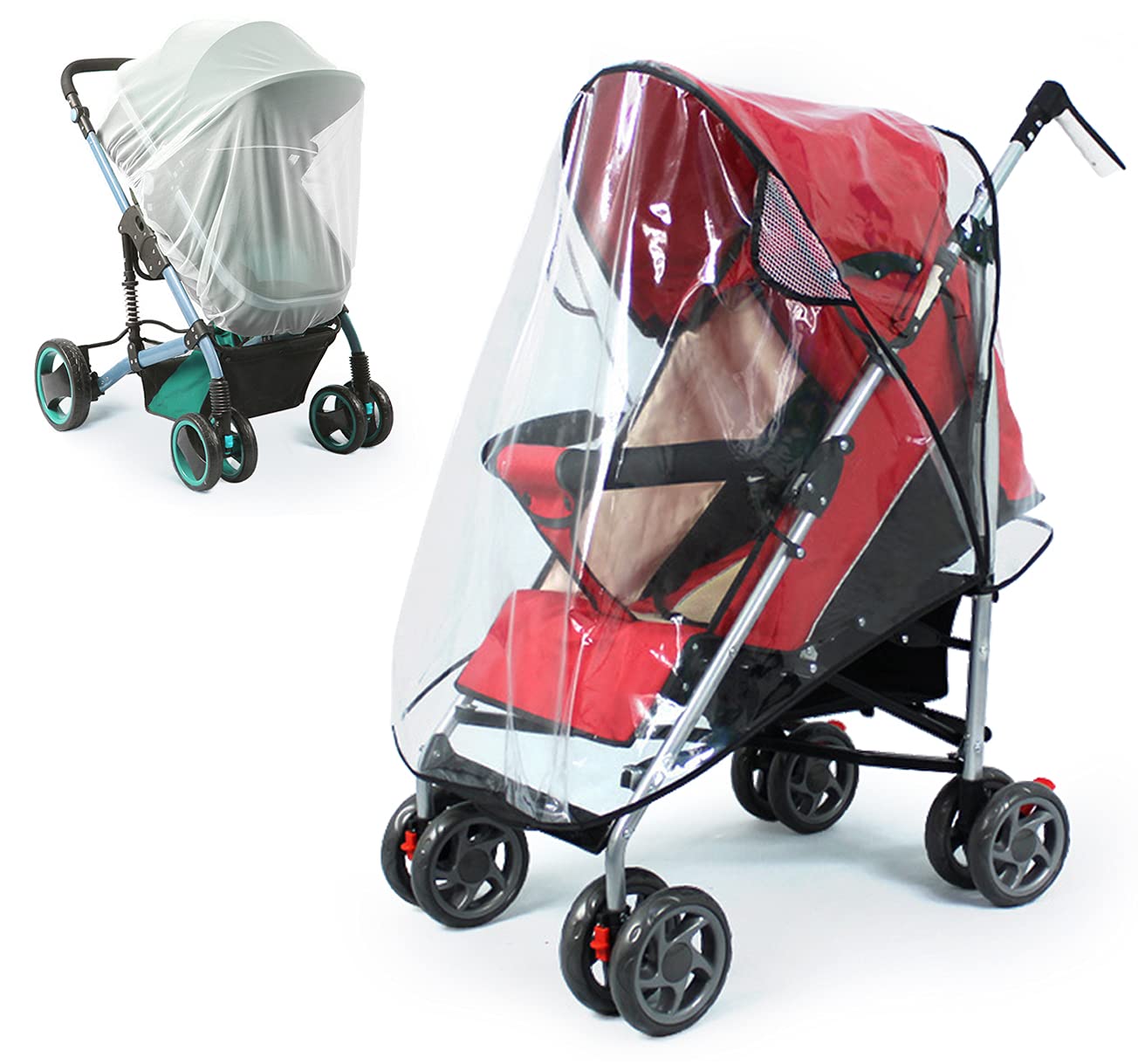 Universal Baby Stroller Rain Cover + Mosquito Net,Idefair Weather Shield Accessories,Protect from Rain Wind Snow Dust Water Proof Ventilate Clear-Breathable Bug Shield for Baby Stroller