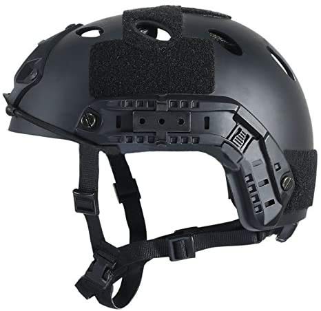 Willbebest PJ Type Airsoft Tactical Multifunctional Fast Helmet with Visor Goggles Version Black, Comes with a Half Face Metal Mesh Airsoft Mask