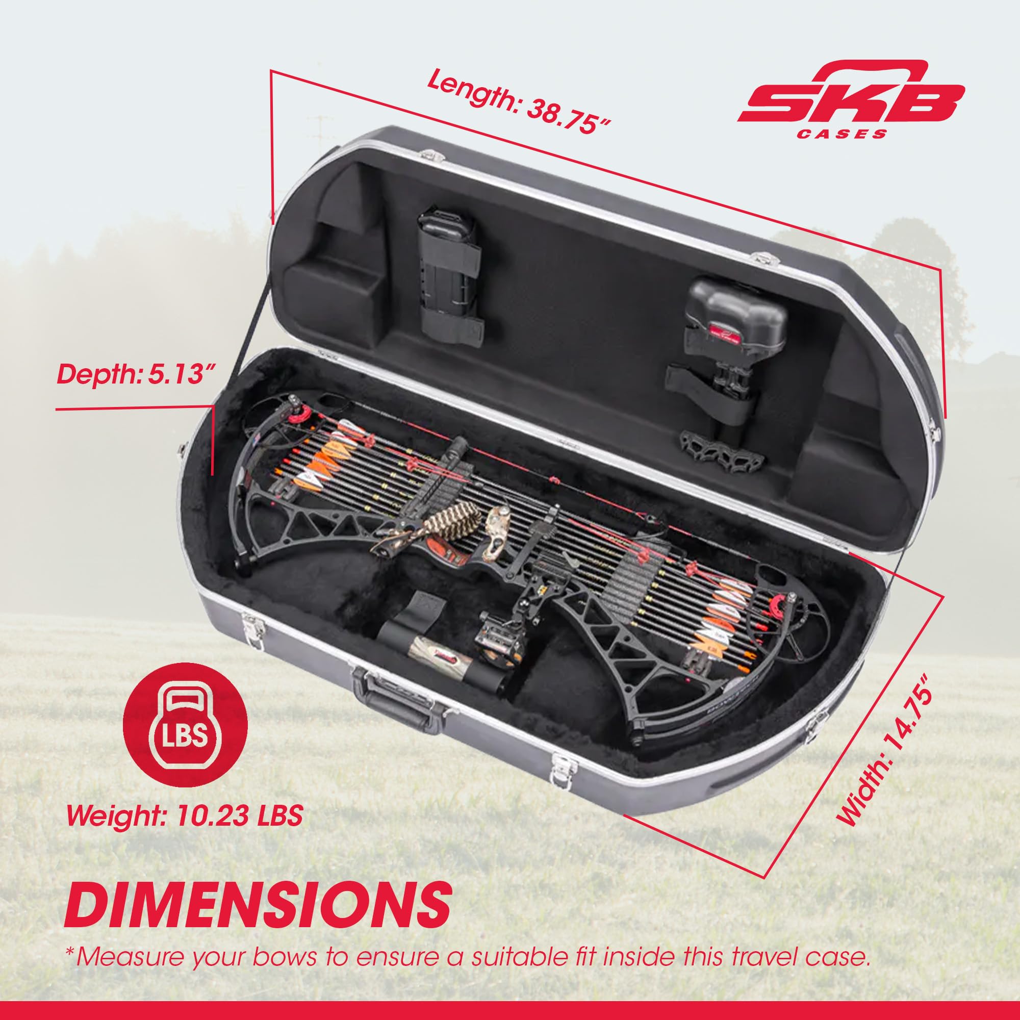 SKB Cases Hunter Series Portable Bow and Arrow Crossbow Case with ABS Hard Plastic Shell Exterior and Comfort Grip Handle, Black