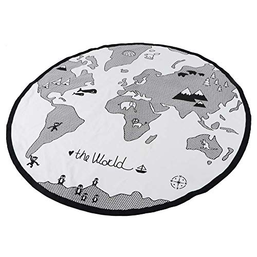 Yuehuam 53Inch Adventure World Map Pattern Circular Kid Crawling Game Mat Thicken Baby Crawling Playmat Blanket Floor Infant Child Activity Round Rug