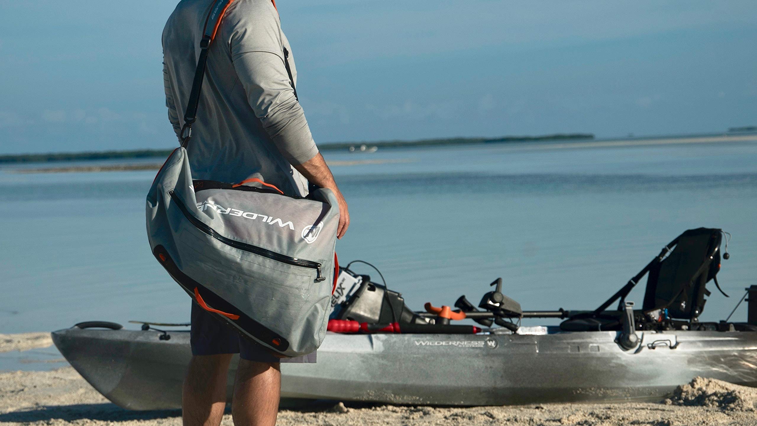 Wilderness Systems Custom Dry Bag for Kayaks | Bow Dry Bag | Waterproof Zipper | Shoulder Carry Strap, Gray, large