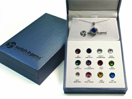 Switch-It Gems Cushion-Cut Simulated Blue Topaz Halo Ring Total of 12 Simulated Stones Sterling Silver Size 8