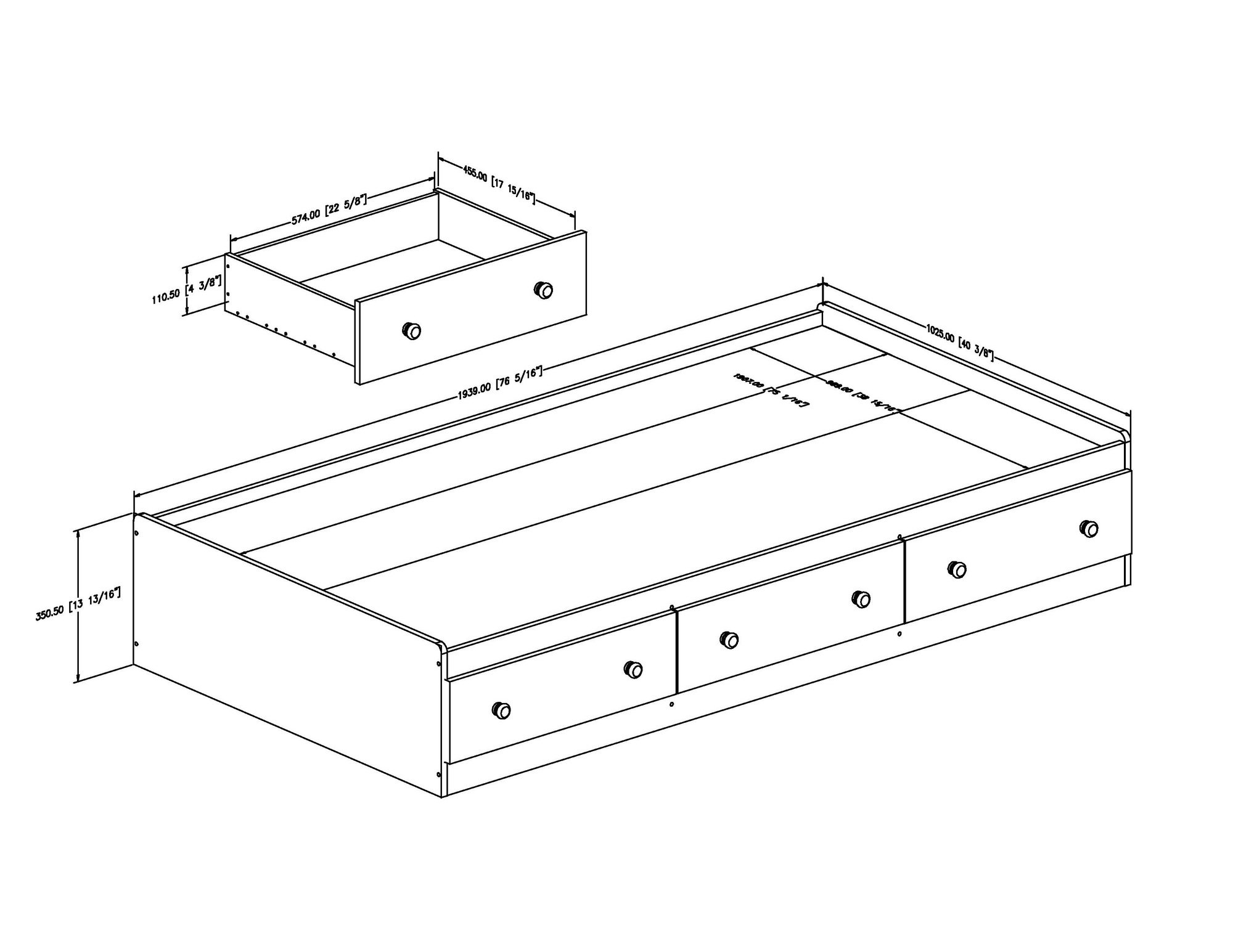 South Shore Savannah Mates Bed with 3 Drawers, Pure White