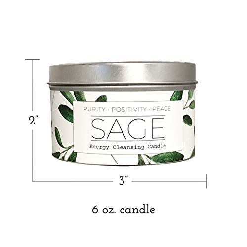 White Sage Smudge Candle for Cleansing House Negative Energy, Hand-Poured in USA, Perfect for Intention Setting, Meditation, Chakra Healing, Calm Anxiety