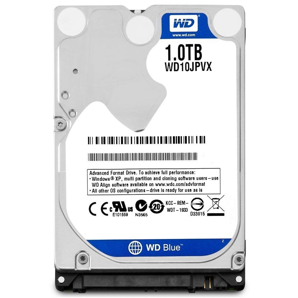 WD 2016 New Blue 1TB 2.5 inches Laptop Notebook Internal SATA 6Gb/s Hard Drive 9.5mm Height 5400RPM Model WD10JPVX (Renewed)