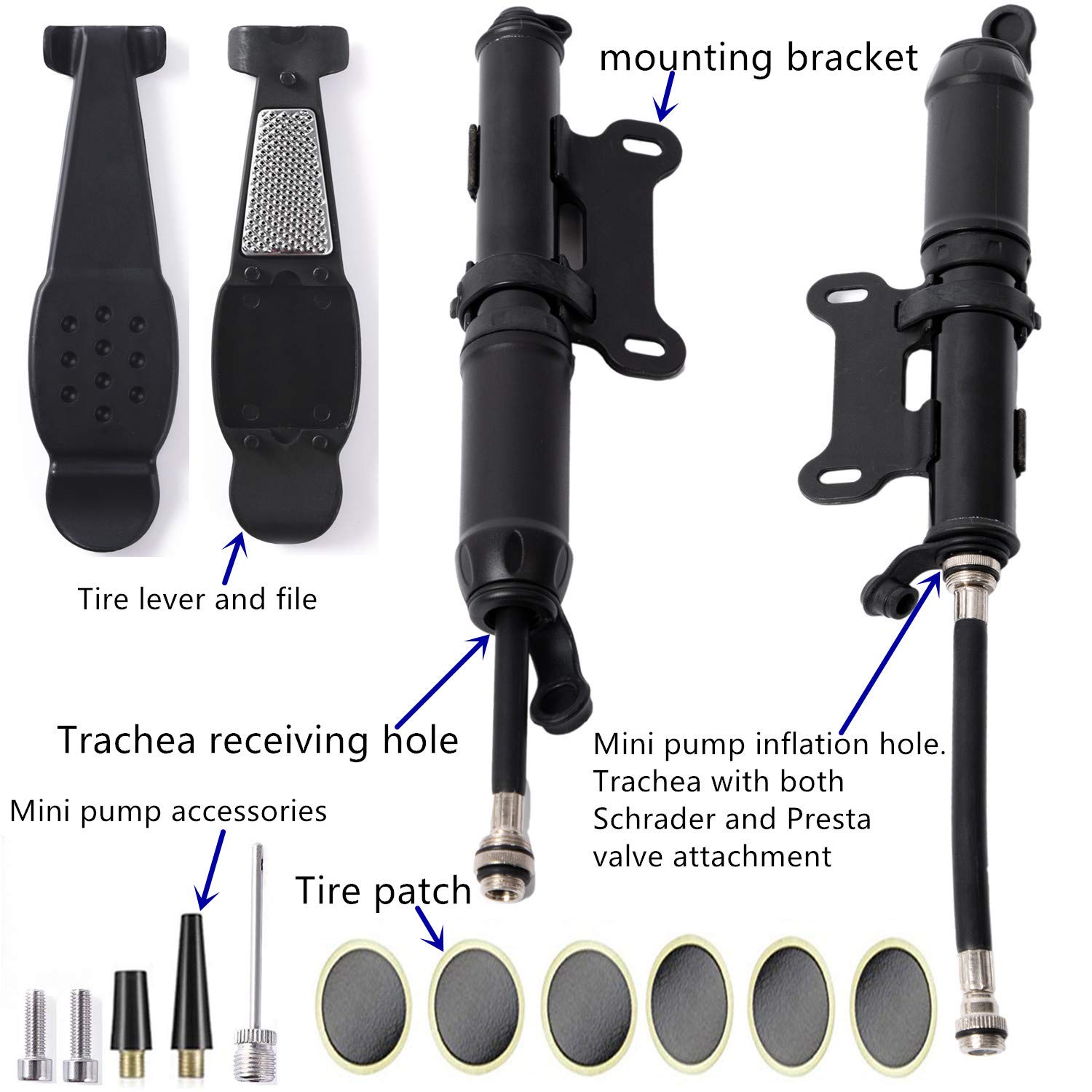 YBEKI Bike Tyre Repair Tool Kit Set - Bicycle Tool kit with Mini Pump, Bike Multi-Tool, Chain Tool Bike Freewheel Remover, etc. 6 Months Warranty