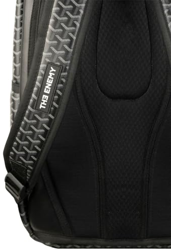 The Enemy Monogram Backpack, Unisex Eco PU Leather Backpack with Sneaker Compartment, Black Mono, One Size