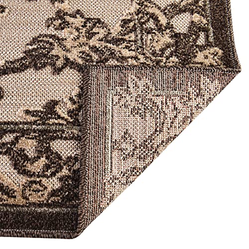 Unique Loom Outdoor Botanical Collection Area Rug (9' x 12' Rectangle, Beige/ Burgundy)