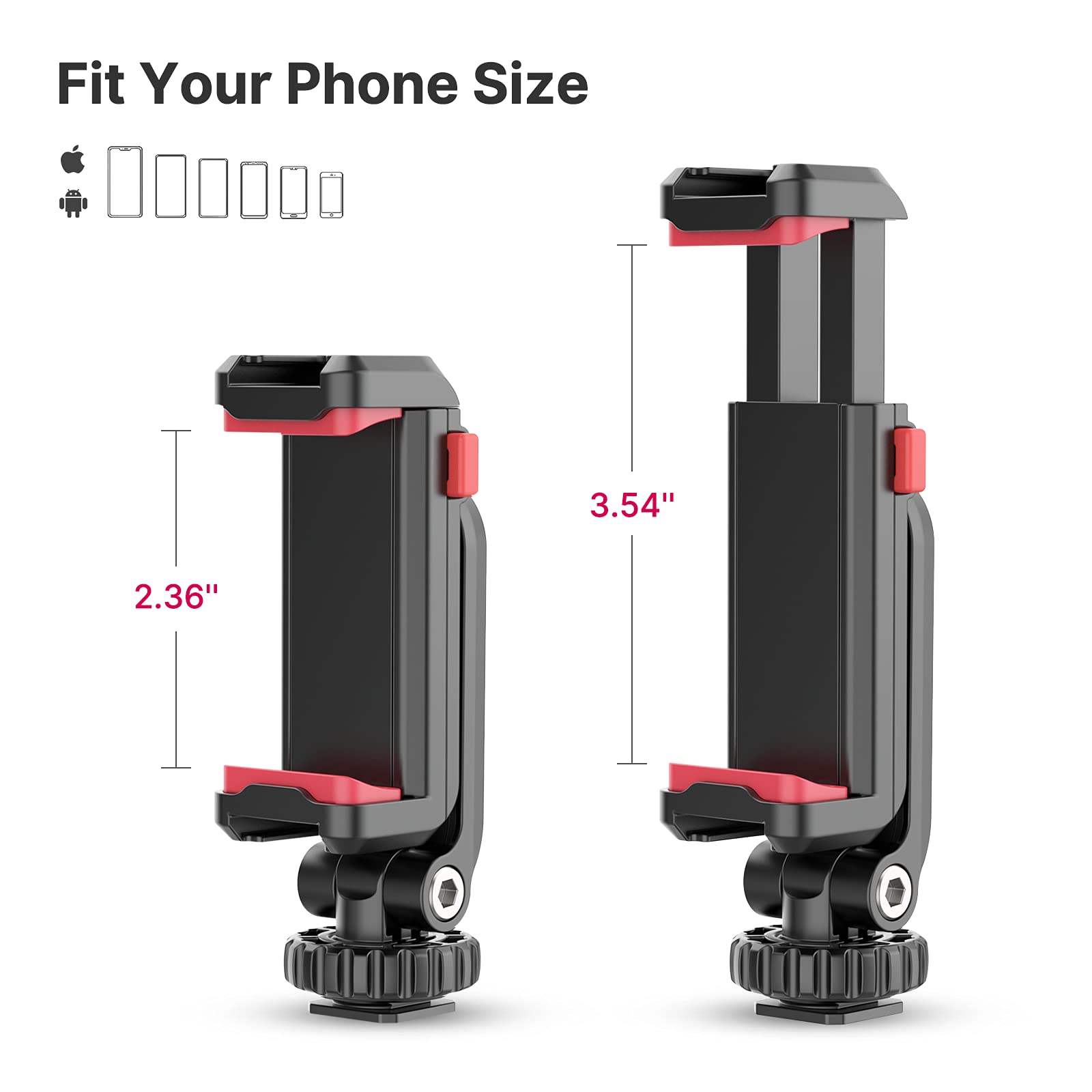 ULANZI Phone Tripod Mount ST-06S, New Universal Smartphone Mount Adapter with 2 Cold Shoe, 360° Rotates Adjustable Cell Phone Clip Clamp Holder, Compatible with iPhone, Samsung Galaxy and All Phones
