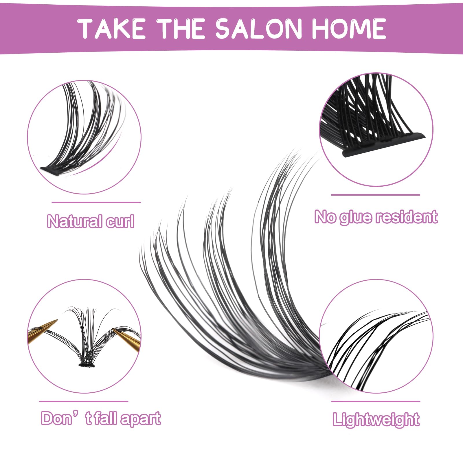 SIAMHOO DIY Lash Extension Clusters 280pcs Individual Wispy Lash Clusters D Curl 0.07mm 30D+40D Mixed Eyelash Bundle, Natural Eye Lash Clusters for Self Application at Home(30D+ 40D-0.07D-9-16Mix)