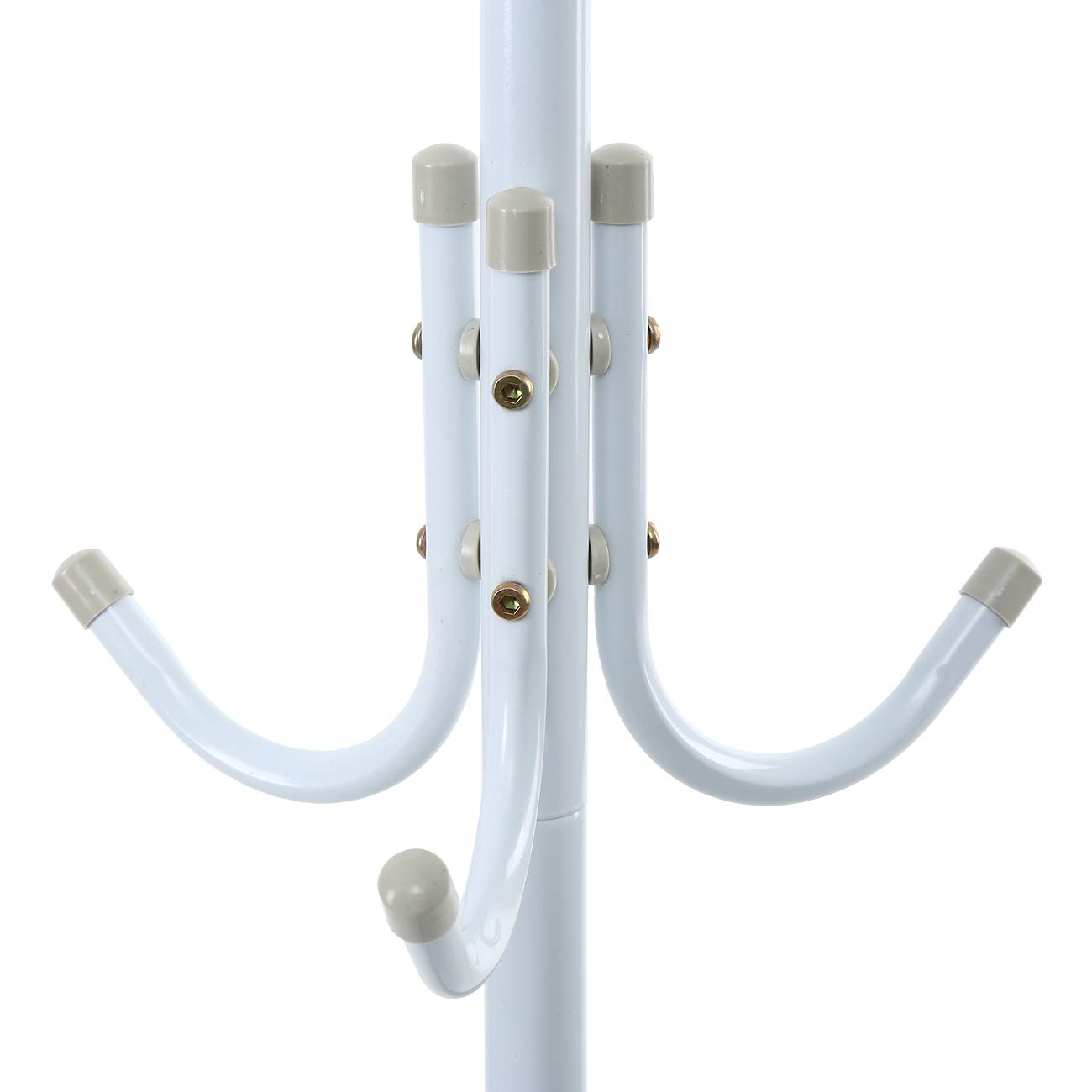 Yunge 3 Tiers Stylish-Standing Coat Rack, Coat Tree Hat Hanger Holder 9 Hooks for Jacket Winter Scarf Umbrella Practical Tree Stand Metal Organizer, White
