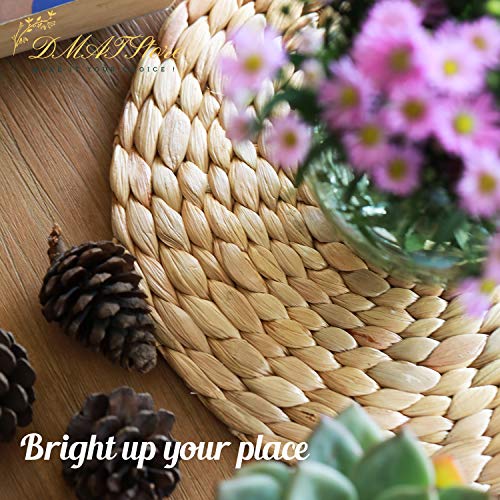 π Water Hyacinth Placemats - Round Woven Placemats - Trivets for Hot Dishes - Wicker Placemats - Heat Resistant Non-Slip Trivets for Table - Durable Trivets for Hot Dishes (Seagrass11.8-6pcs)
