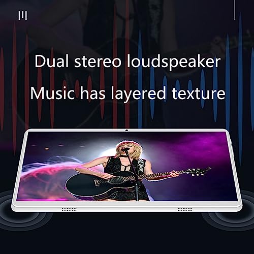 UPQRSG 10.1 Inch Tablet for 10, 6GB 128GB Tablets with 8800Mah, 1960X1080 IPS HD 8MP 16MP Camera, 10 Core Processor 2.4G 5G Dual Band WiFi, Gold Tablet 100‑240V(US)