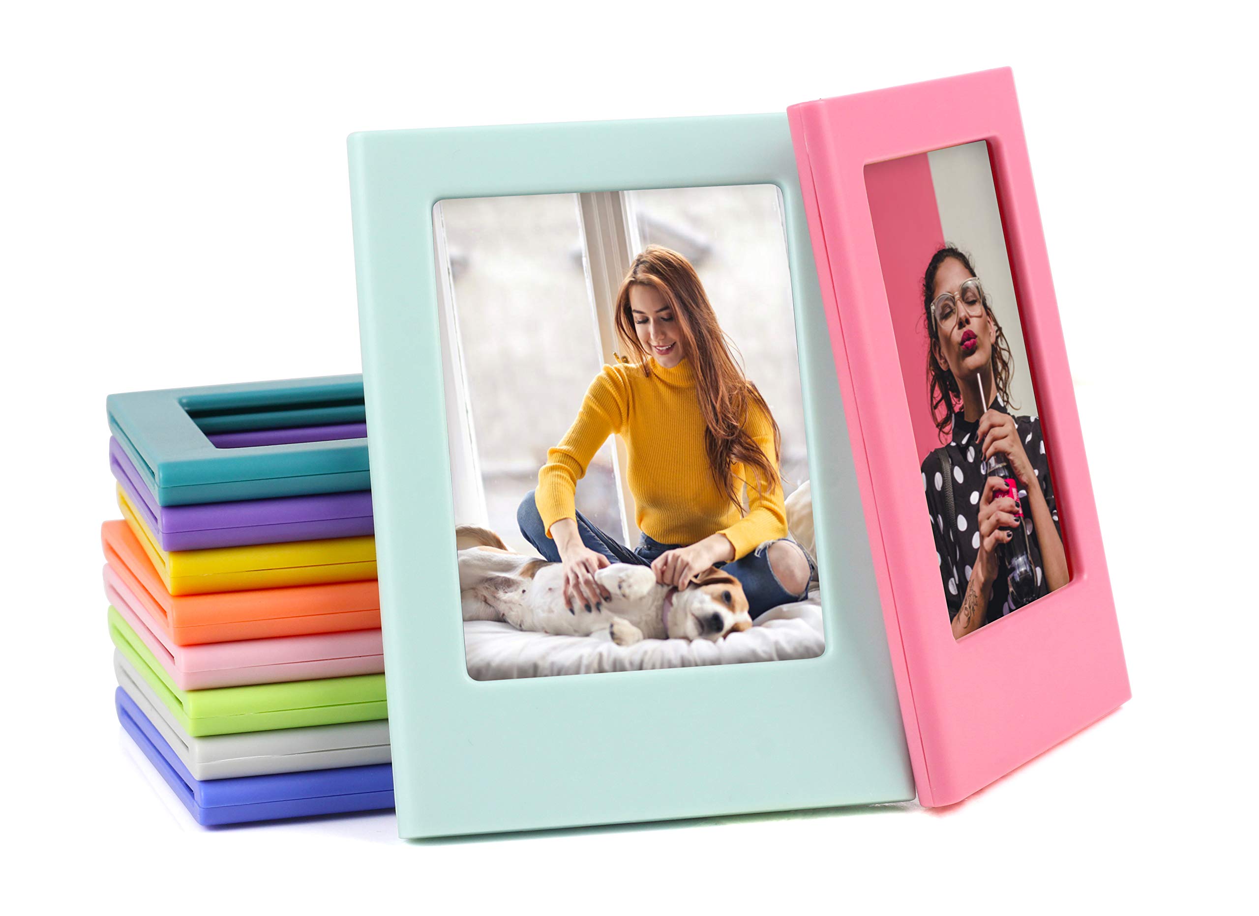 YUESUO 10 Pack Mini Magnetic Picture frame, 2x3 Refrigerator Magnet Photo Frame for Fujifilm Polaroid Instax Mini, Small Picture Holder for Fridge Table Locker Whiteboard