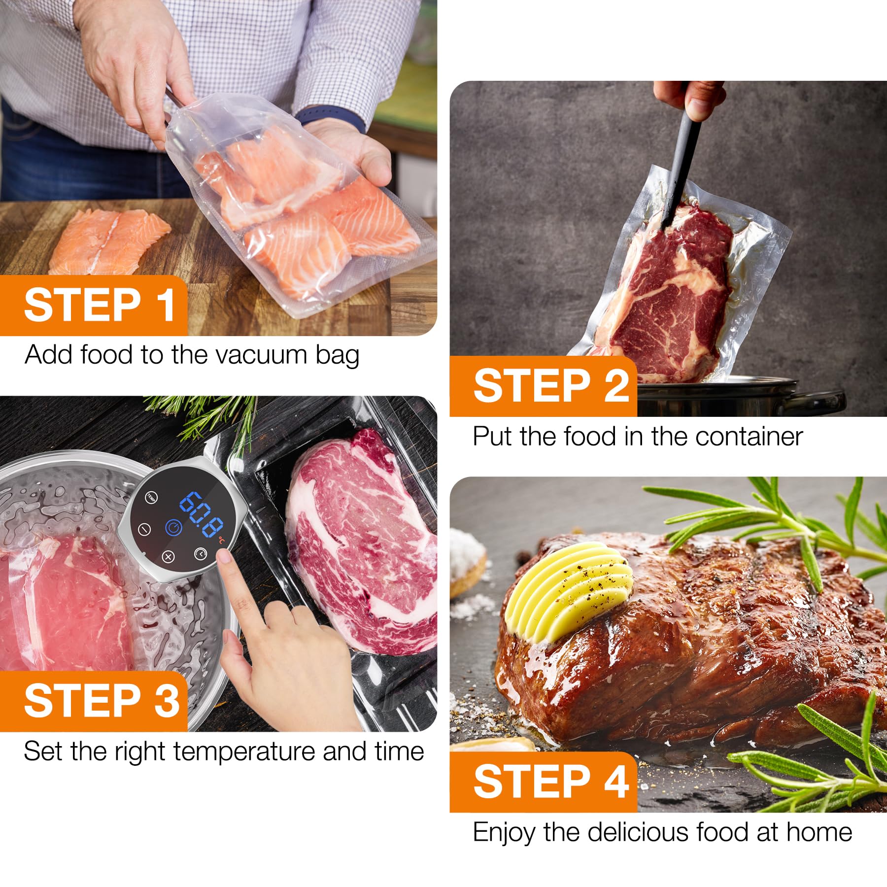 Upesitom Sous Vide Machine, 1100W Upgraded WIFI Sous Vide Cooker Ultra-quiet Working Cooker Immersion Circulator with Recipes(App Included), Accurate Temperature, Digital Timer, IPX7 Waterproof