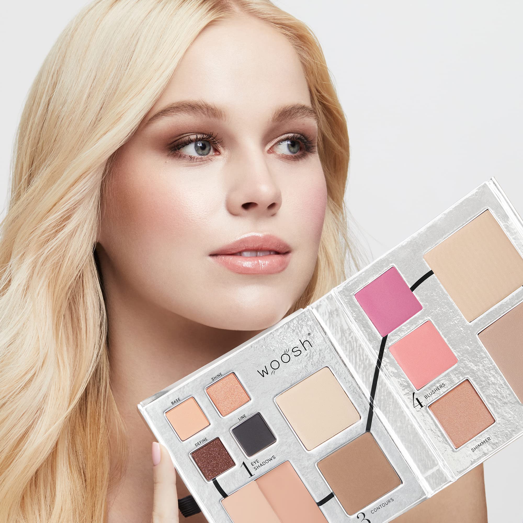 Woosh Beauty, Fold Out Face Original Makeup Palette, Travel, All in One, Neutral Cream & Powder (#2 Medium Light)